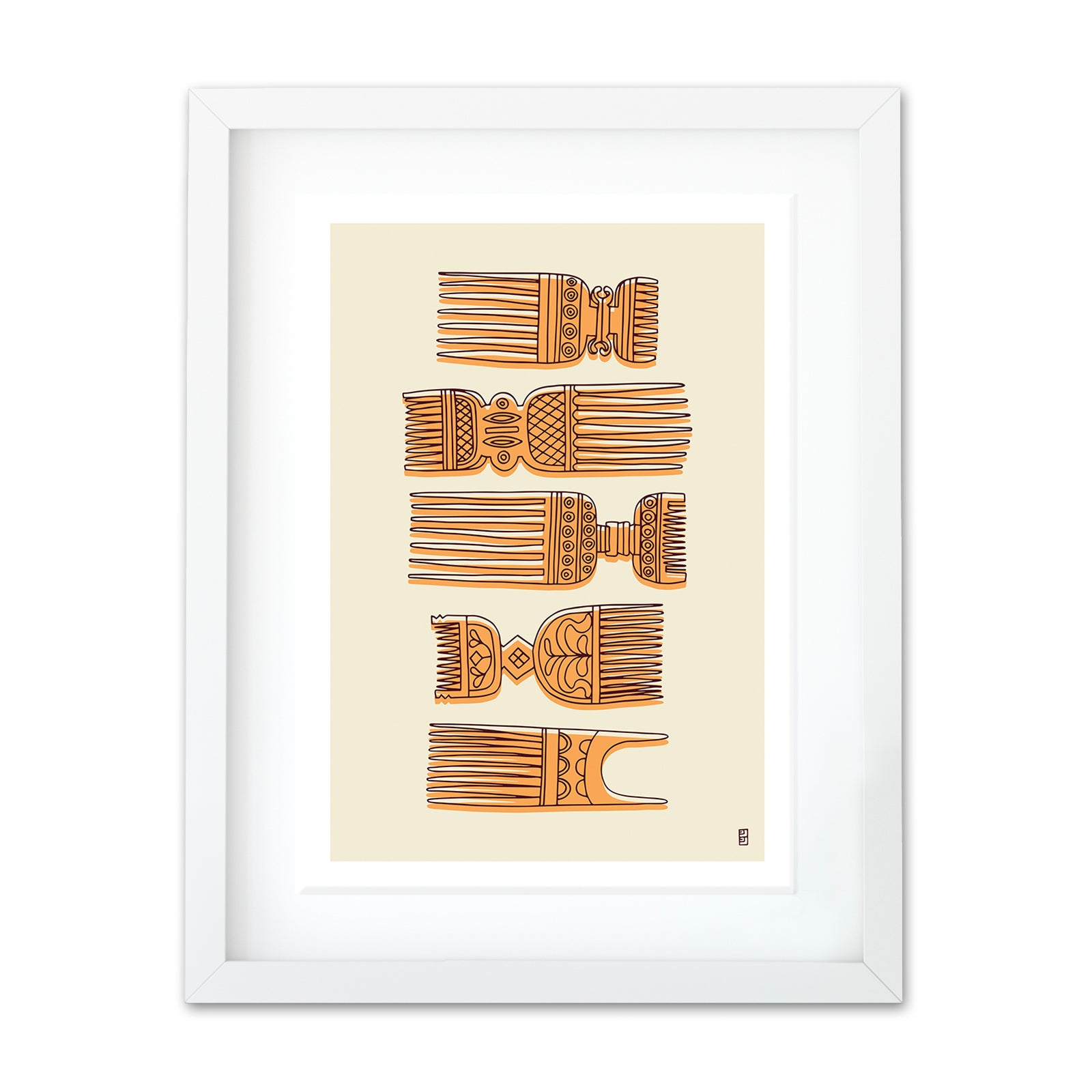 Vintage Combs A3 Art Print in Cream